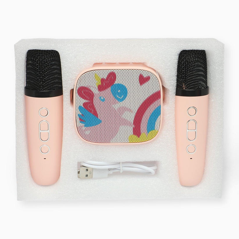 2 wireless microphone Bluetooth karaoke speaker kit unicorn – Kidspark